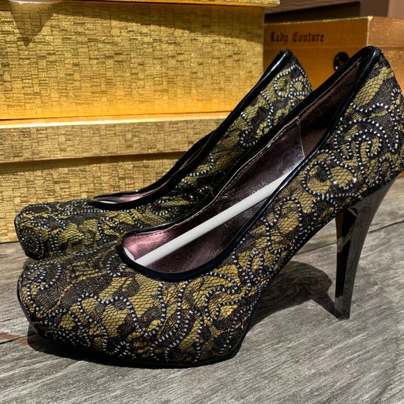 Lady Couture NY | Shoes | Lady Couture Lace And Gold Heels Model Lovely ...